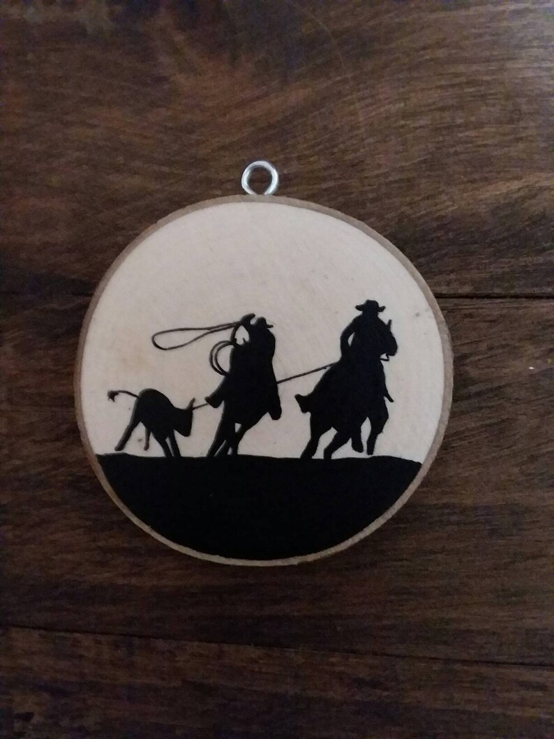 Barrel Racing Silhouette Wood Slice Ornament | Etsy