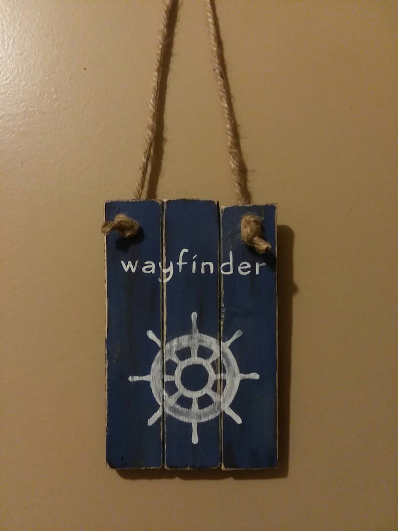 Wayfinder With Wheel Distressed Wood Sign - Etsy