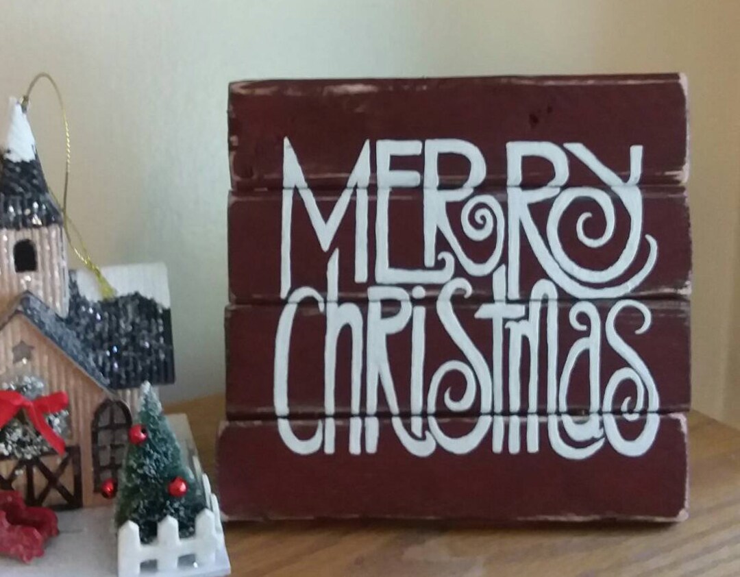 Merry Christmas Wood Sign - Etsy