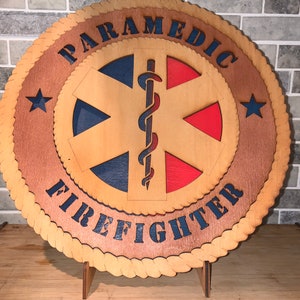 Paramedic Firefighter Personal Wooden 3D Wall Tribute 6" and 12" Sizes ...