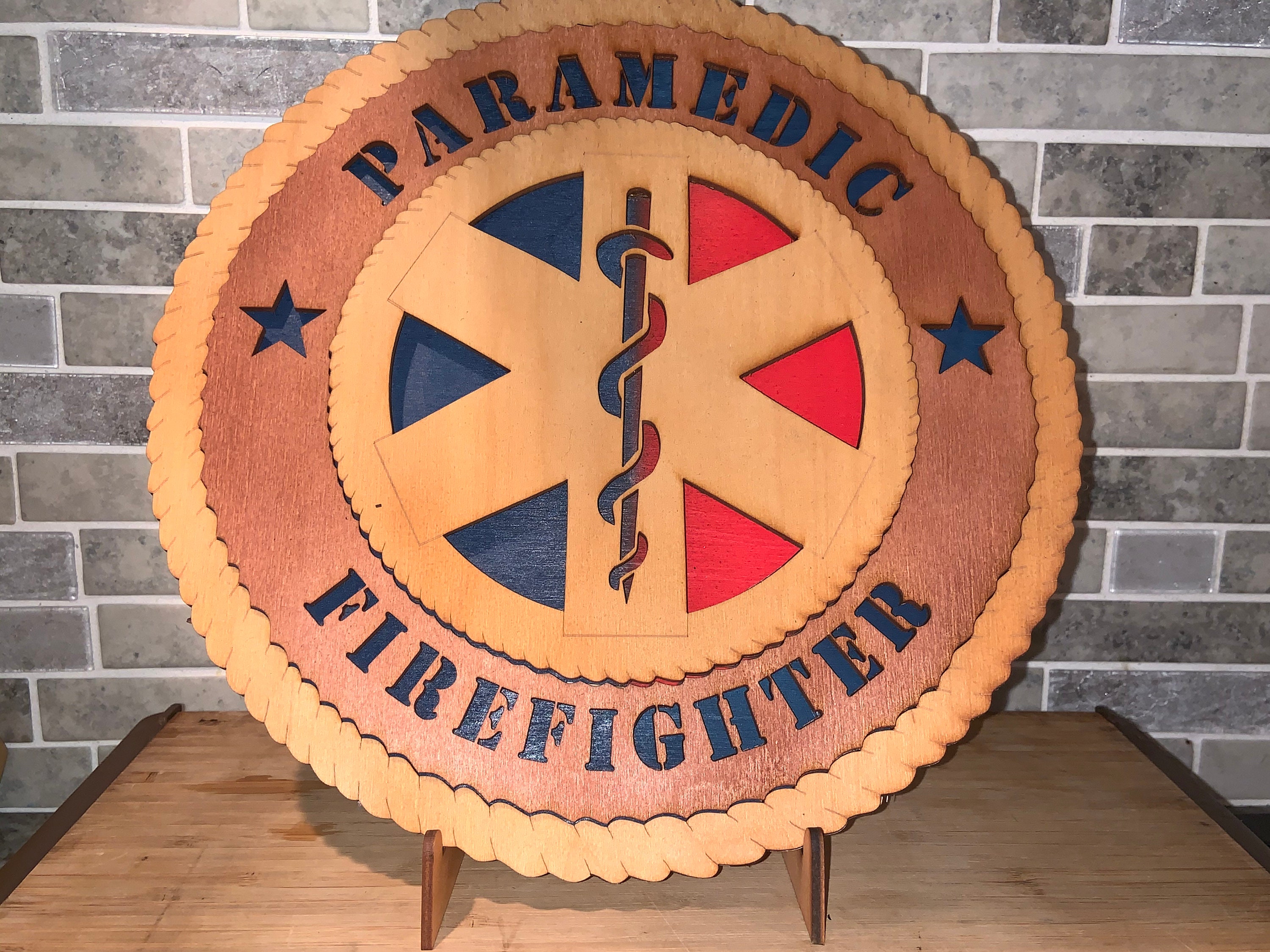 Paramedic Firefighter Personal Wooden 3D Wall Tribute 6" and 12" Sizes ...