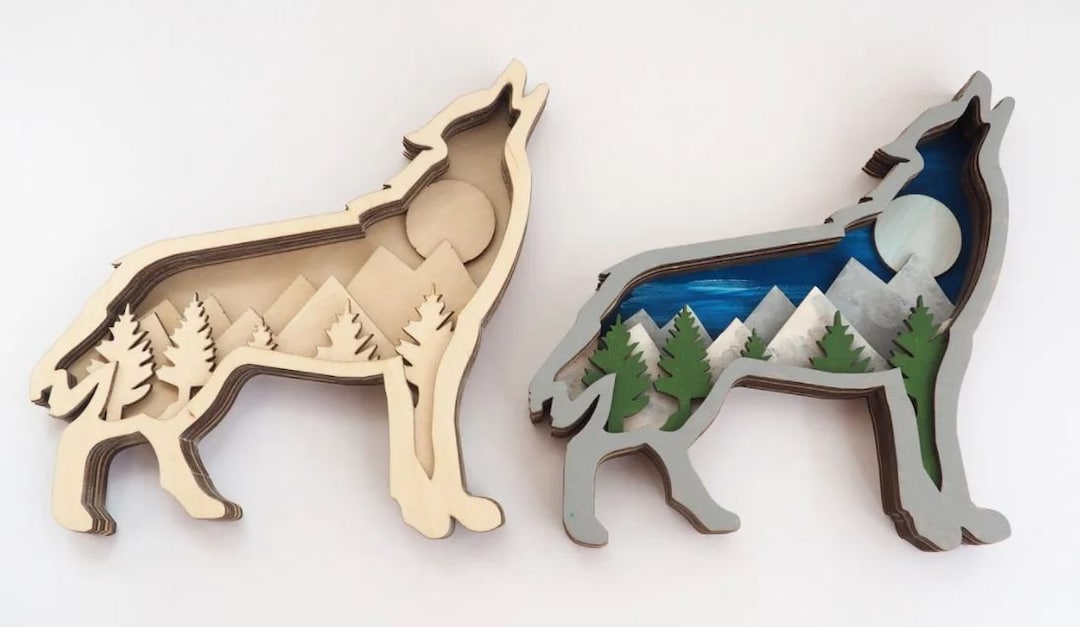 5 Layer Wolf Scenery DIY Craft - Etsy