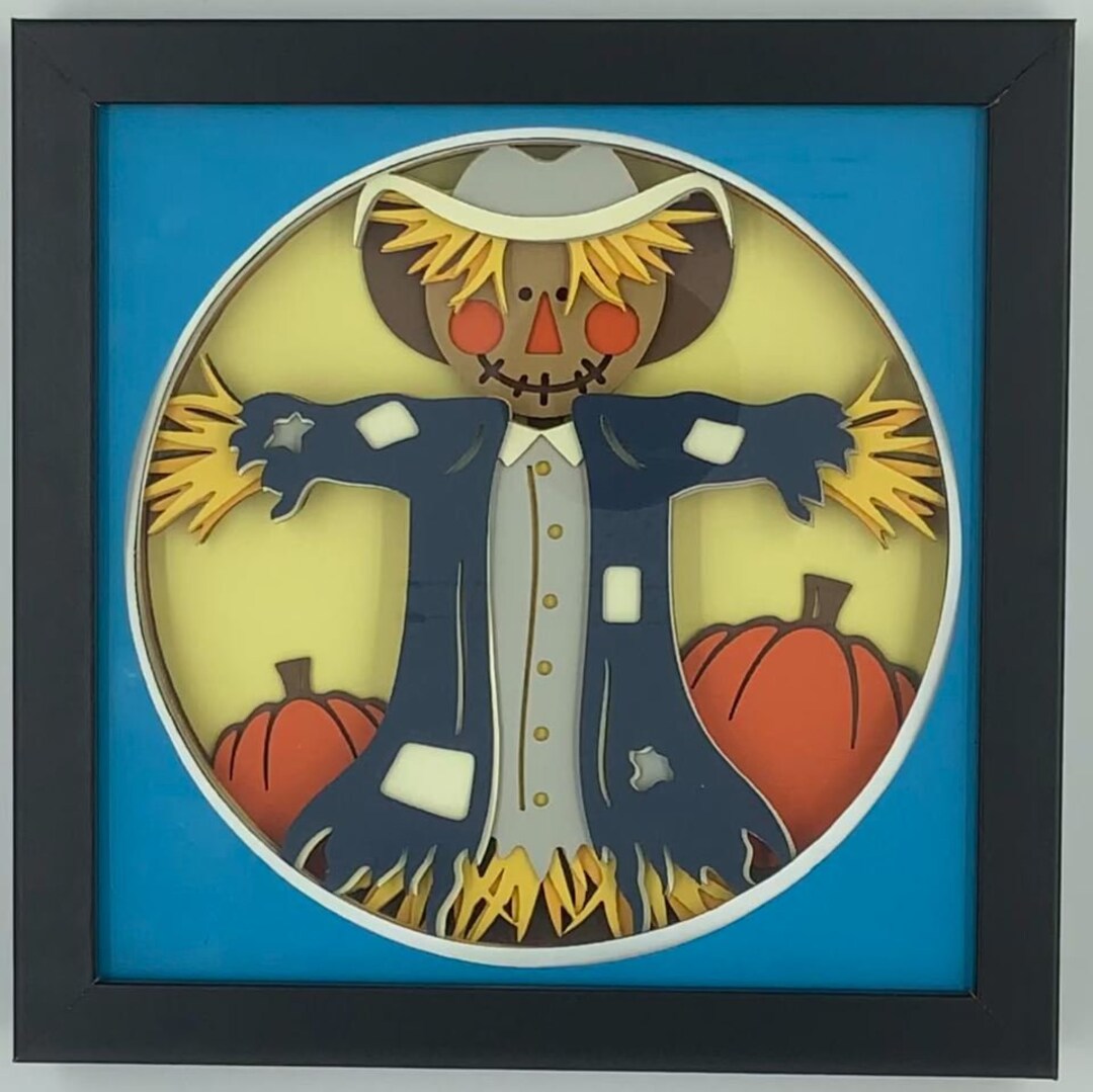 3D Fall Scarecrow Shadow Box - Etsy