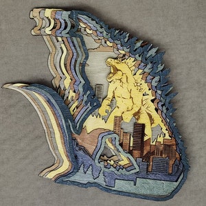8 Layer Godzilla City Scenery DIY Craft - Etsy