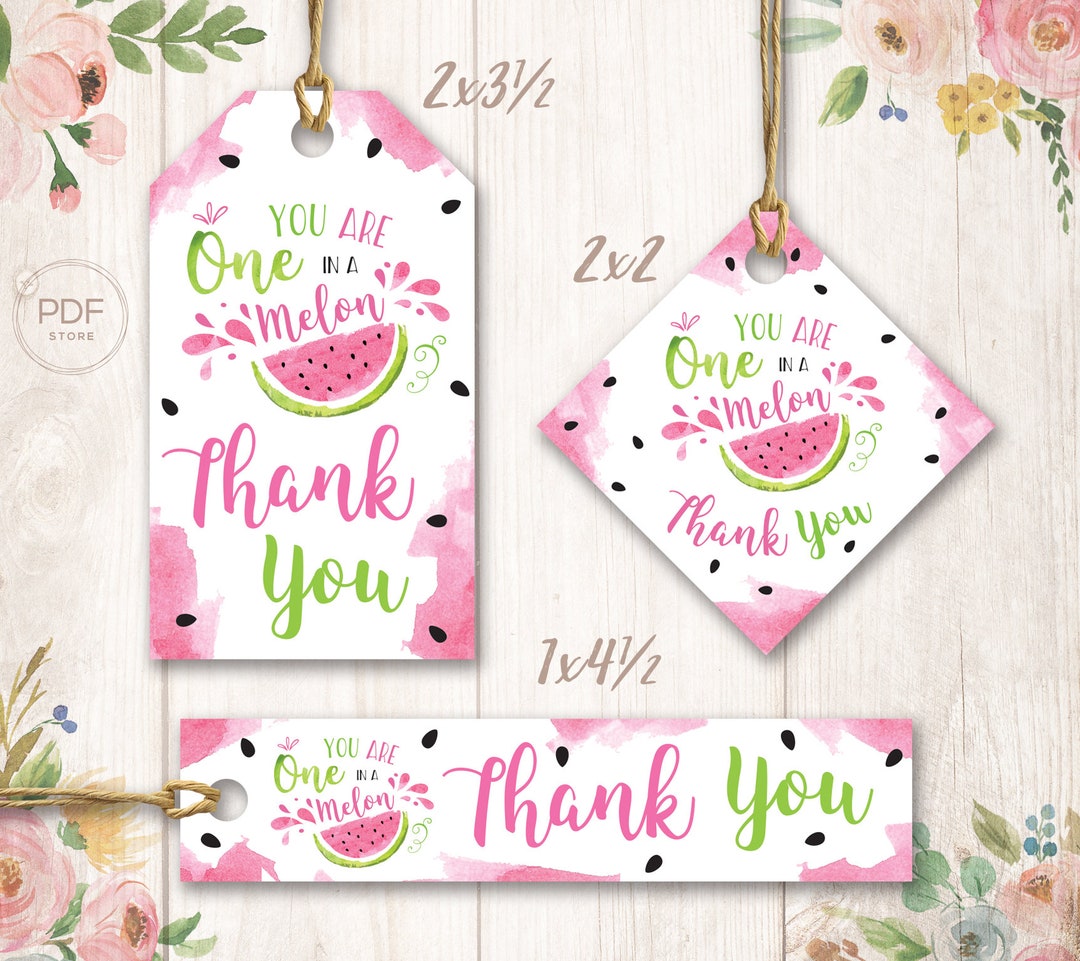 Watermelon Favor Tags Birthday Party One in a Melon 1st Birthday First ...