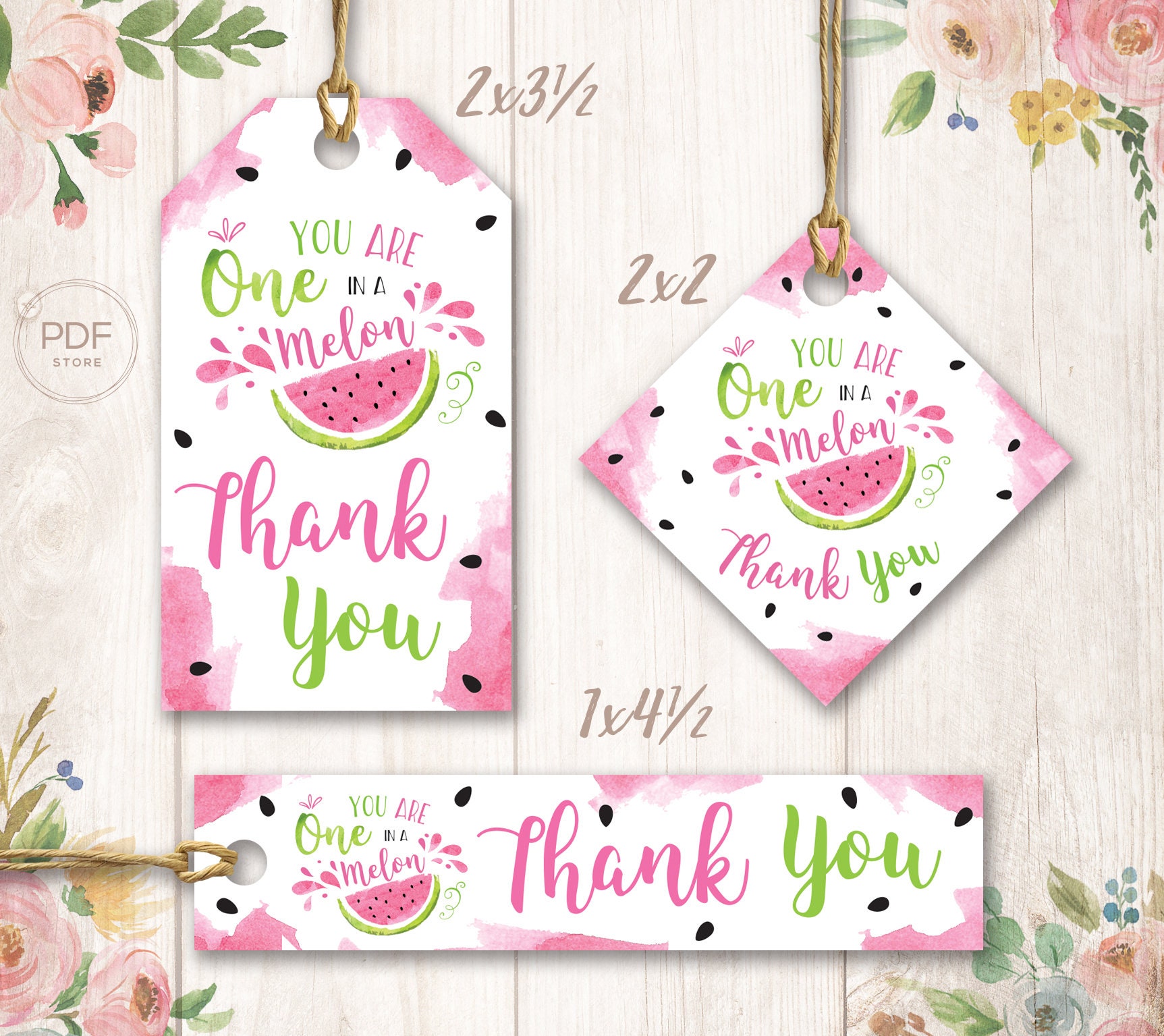 Watermelon Favor Tags Birthday Party One in a Melon 1st - Etsy
