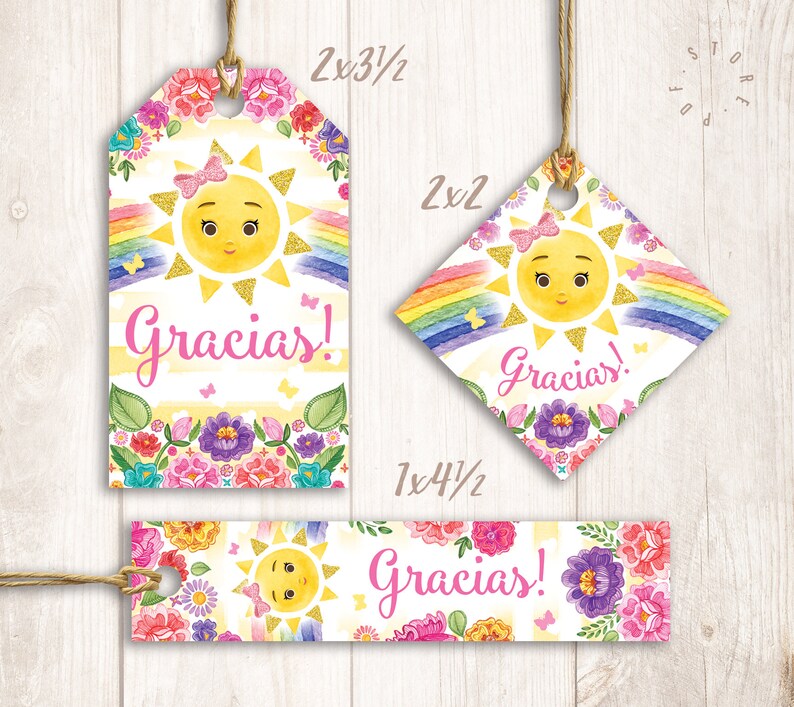 Gracias Thank You Mexican Party Favor Tags Sunshine Birthday Party Cute ...
