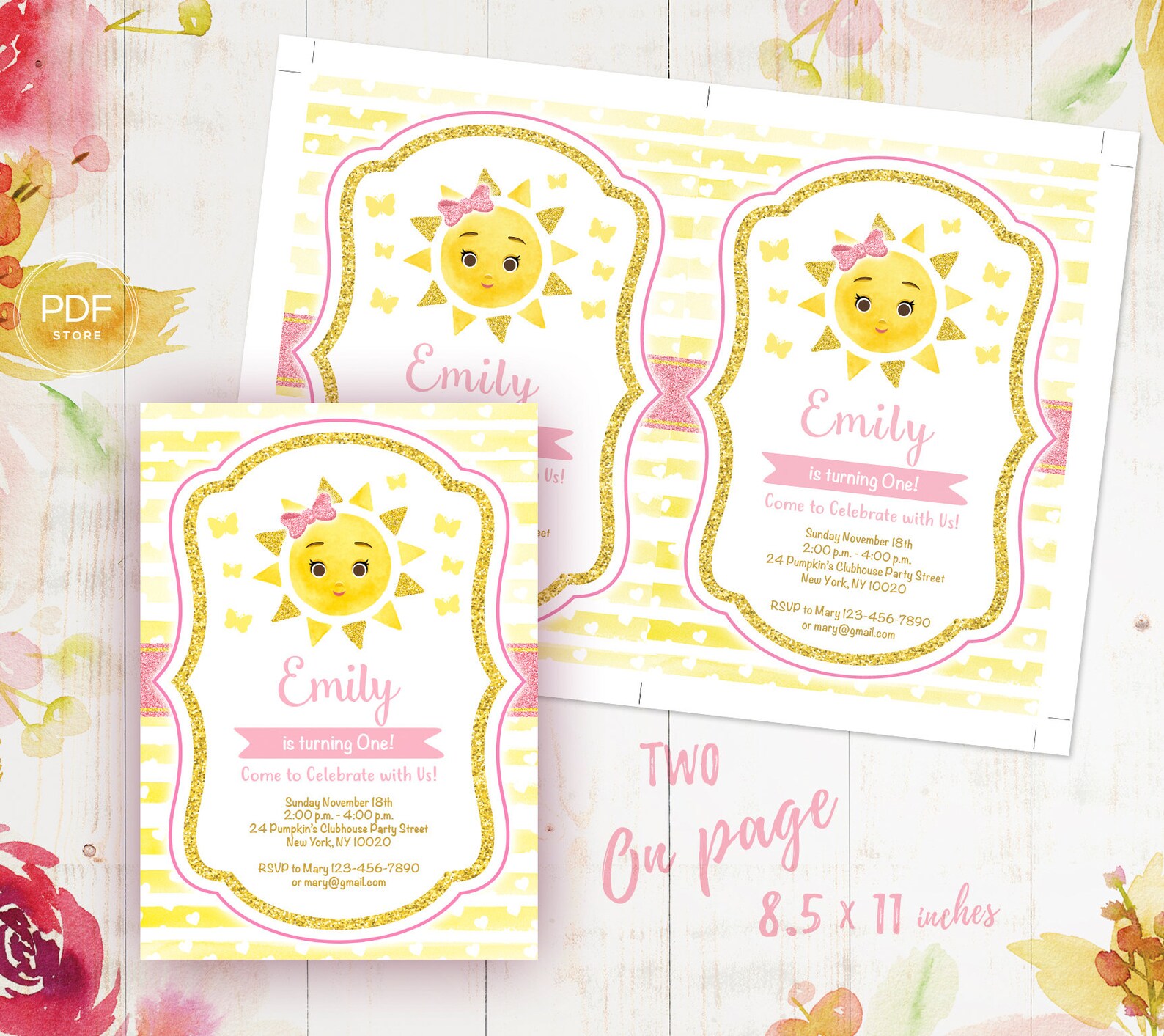 Sunshine Invitation, Sunshine Birthday Invitation, Sunshine Party ...