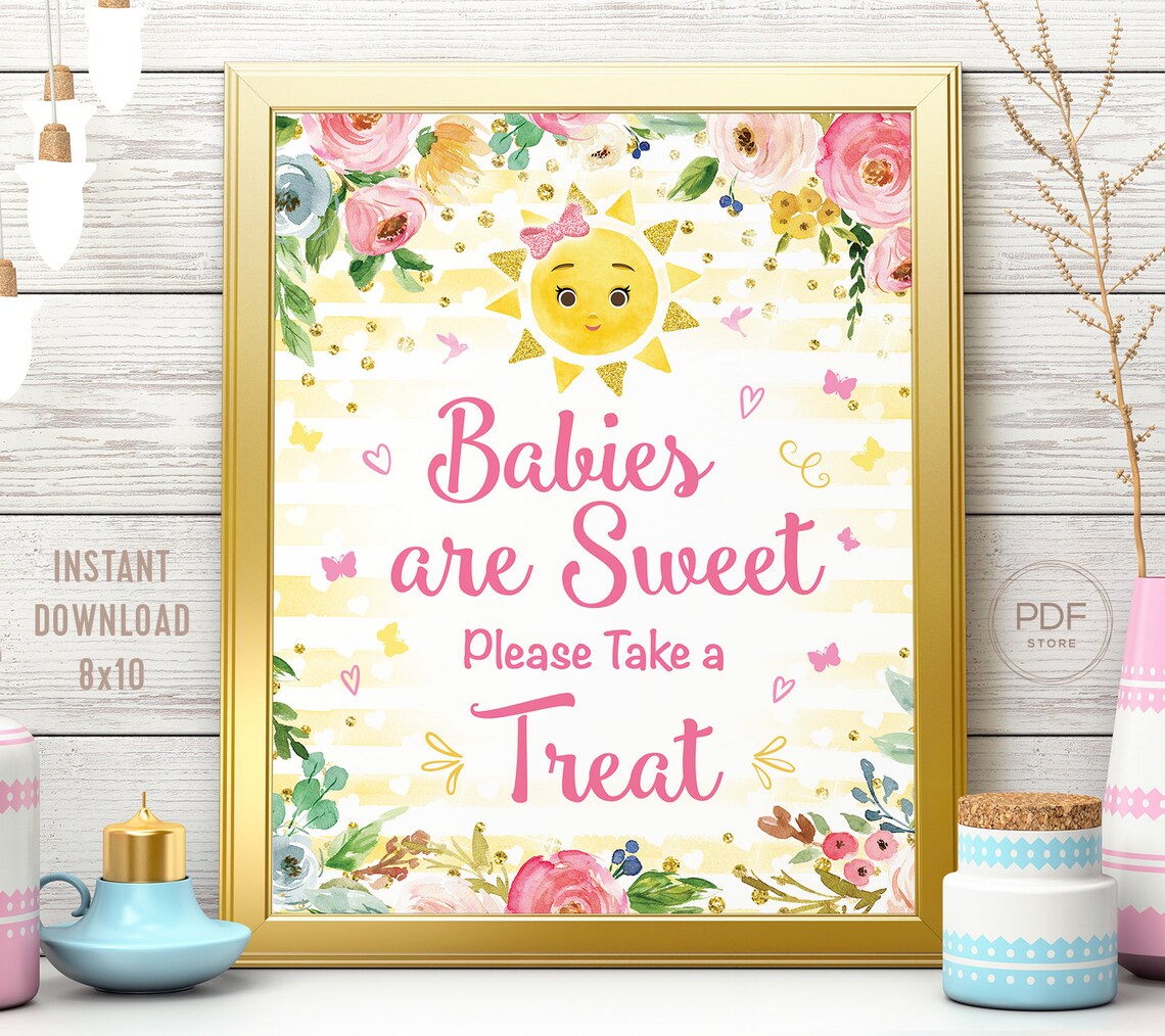 Baby Shower Signs Bundle Printable - Baby Shower Decor Floral Sunshine ...