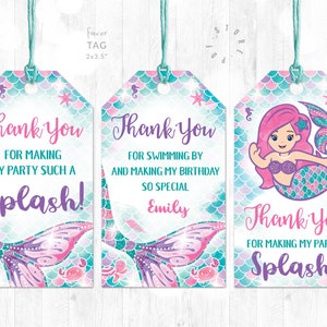 Mermaid Favor Tags Editable Template Under the Sea Mermaid Party Decor ...