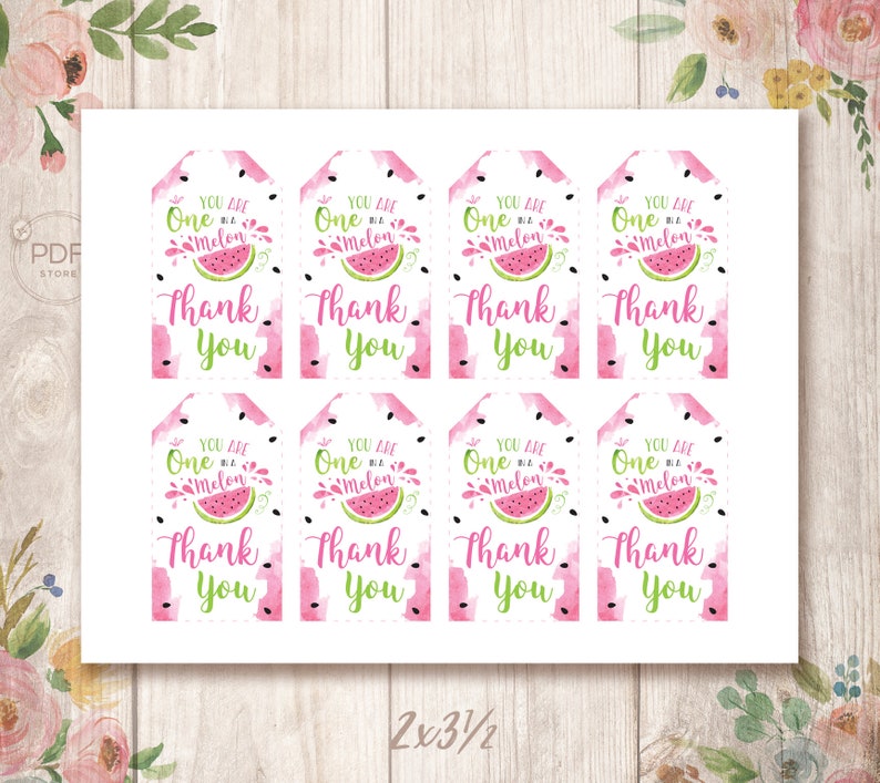Watermelon Favor Tags Birthday Party One in a Melon 1st Birthday First ...
