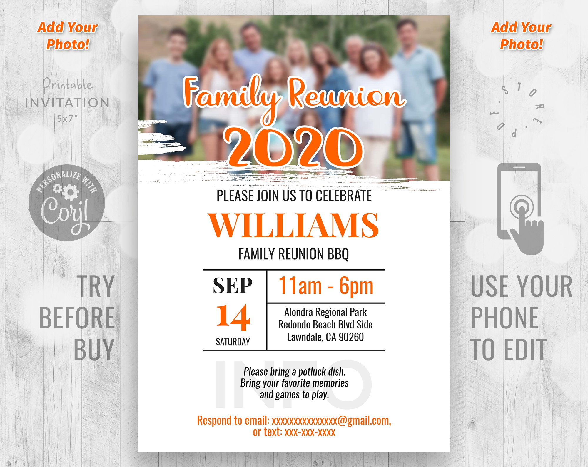 Editable Invitation Family Reunion Custom Photo Invite Instant Access ...