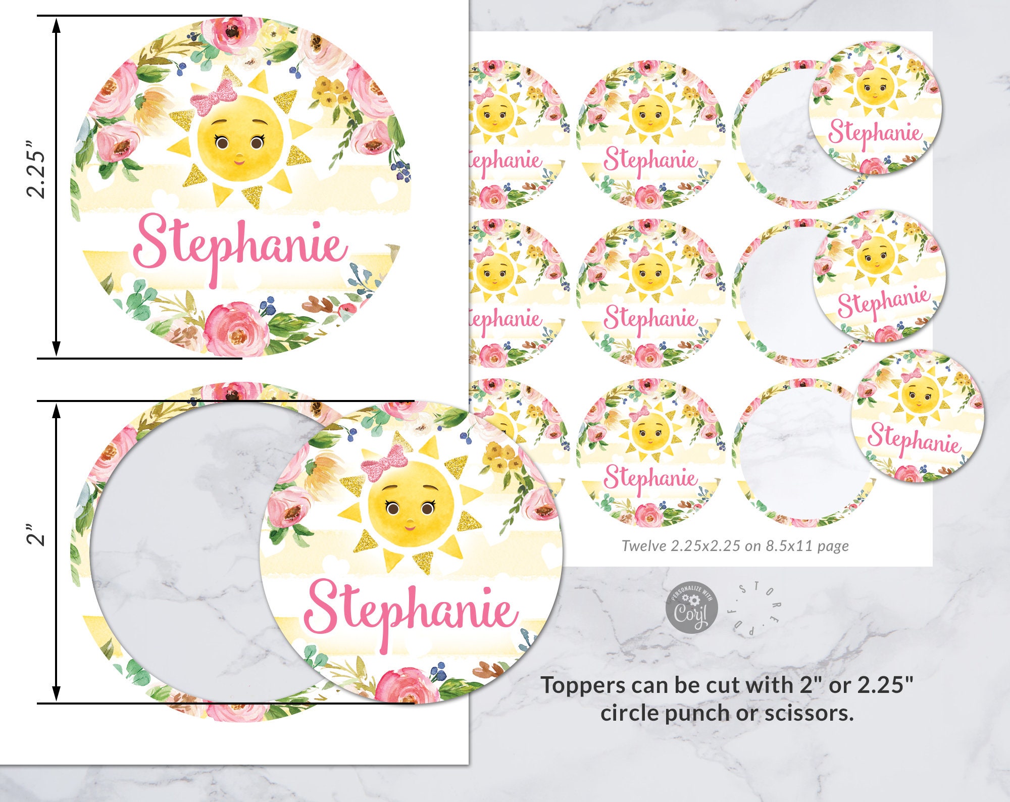 Editable Sunshine Cupcake Toppers Our Little Sunshine Party Decor ...