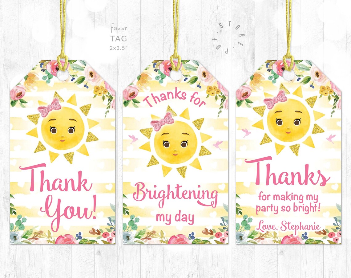 Editable Favor Tags Sunshine Birthday Party Decor Printable Edit ...