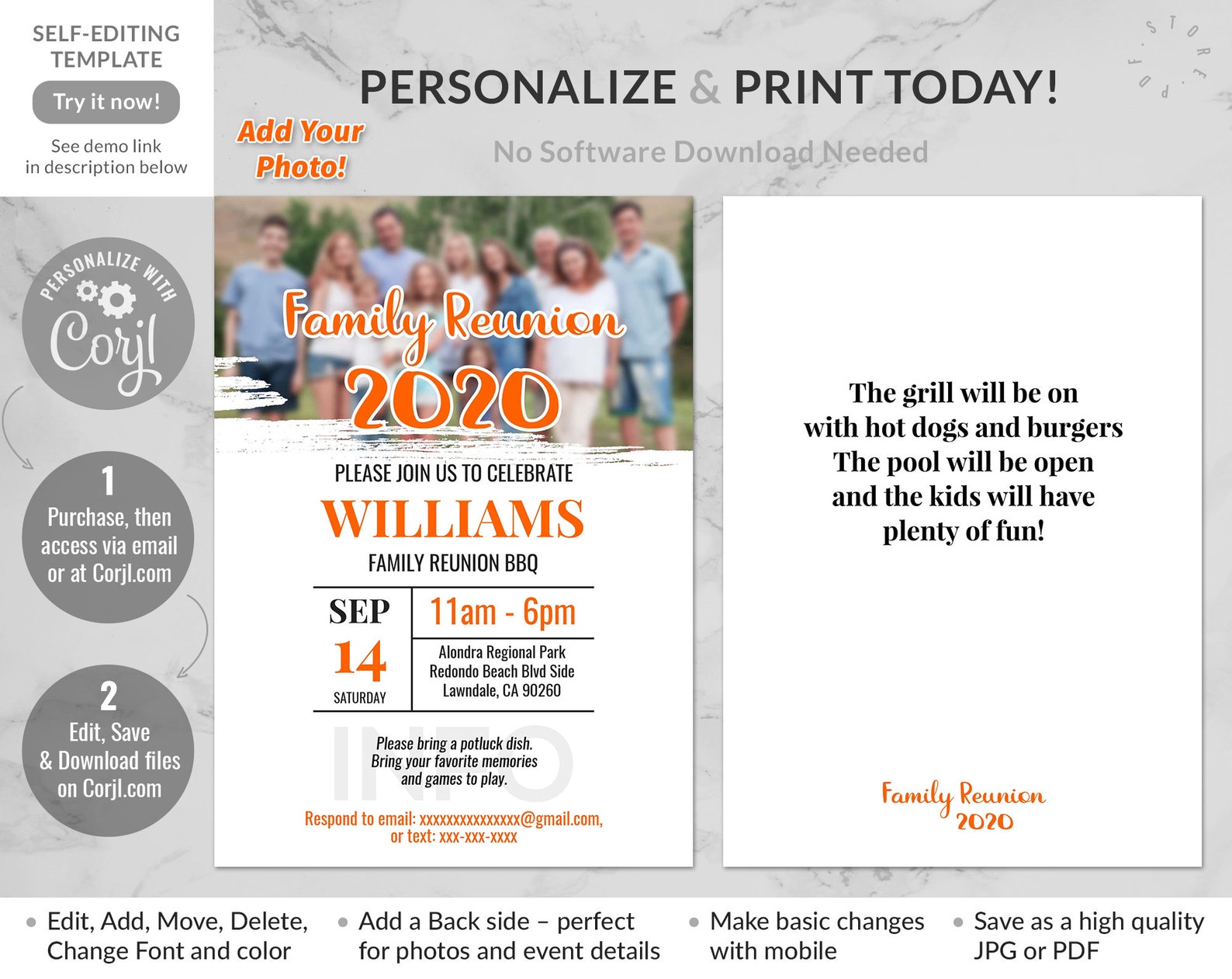 Editable Invitation Family Reunion Custom Photo Invite Instant Access ...
