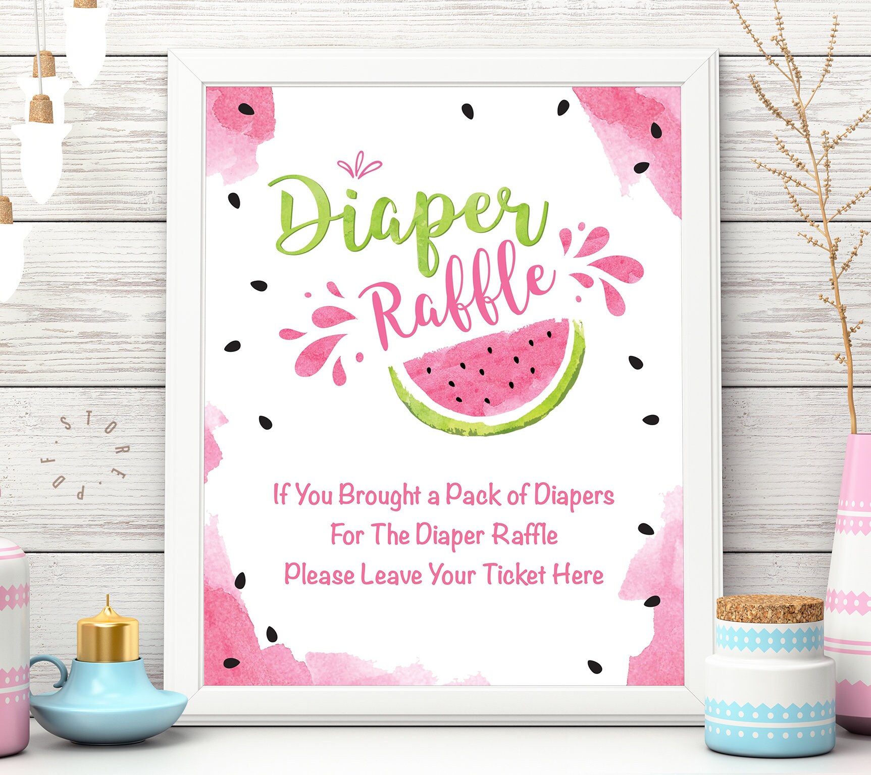 Diaper Raffle Watermelon Baby Shower Activity Printable Editable Baby ...