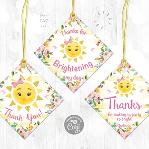 Editable Favor Tags Sunshine Birthday Party Decor Printable Edit ...