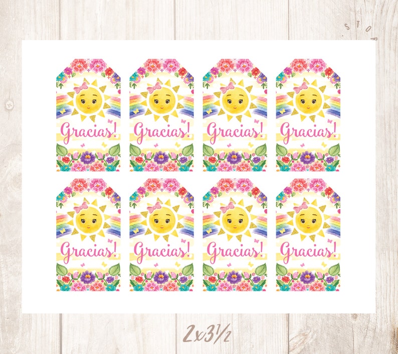 Gracias Thank You Mexican Party Favor Tags Sunshine Birthday Party Cute ...