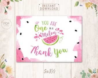One in a Melon Watermelon Printable Card for Download - Etsy