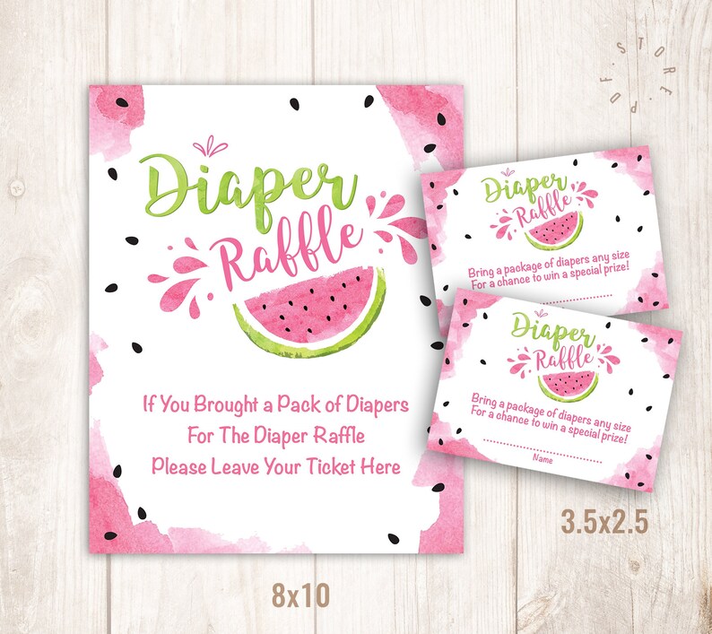 Diaper Raffle Watermelon Baby Shower Activity Printable Editable Baby ...
