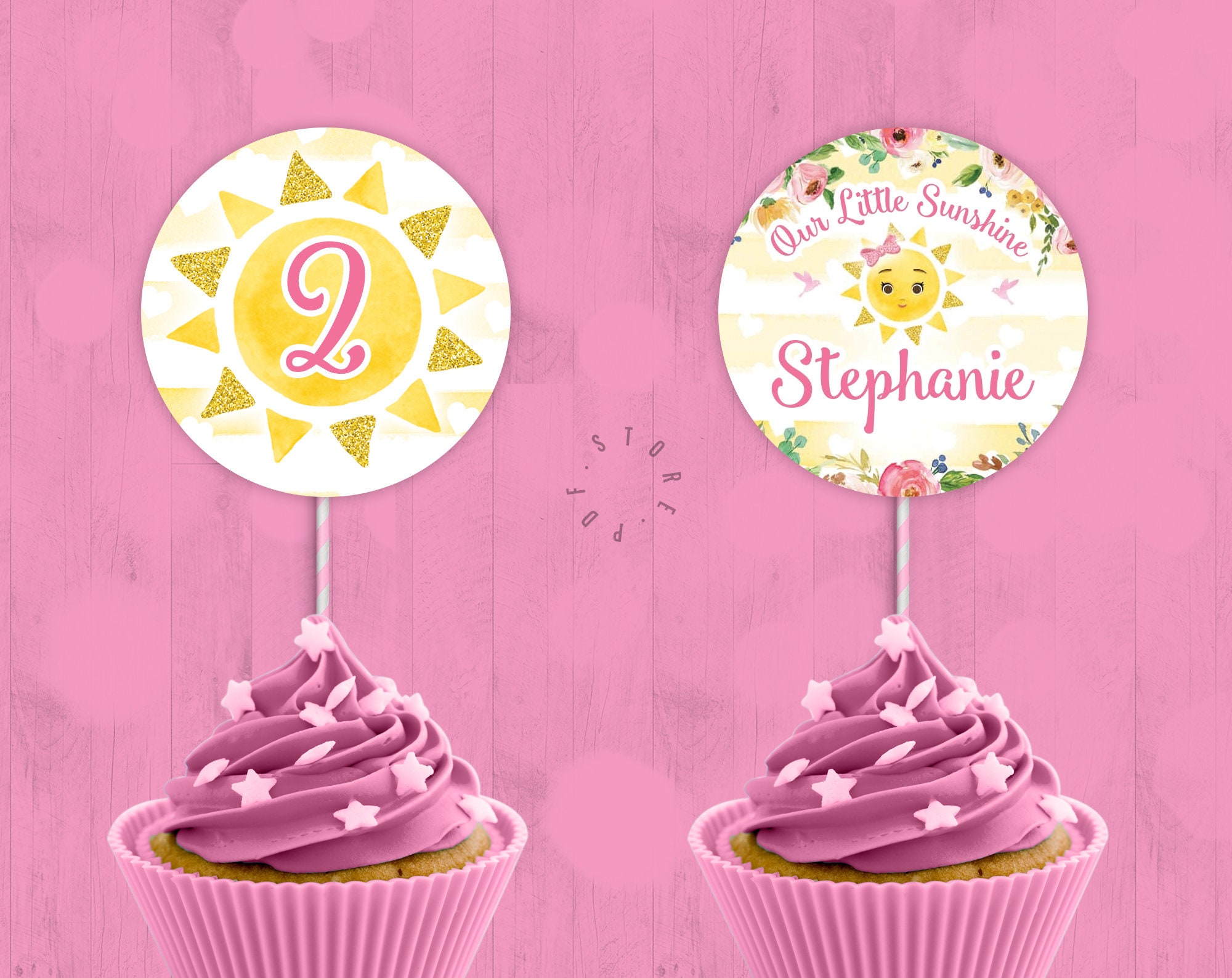 Editable Sunshine Cupcake Toppers Our Little Sunshine Party Decor ...