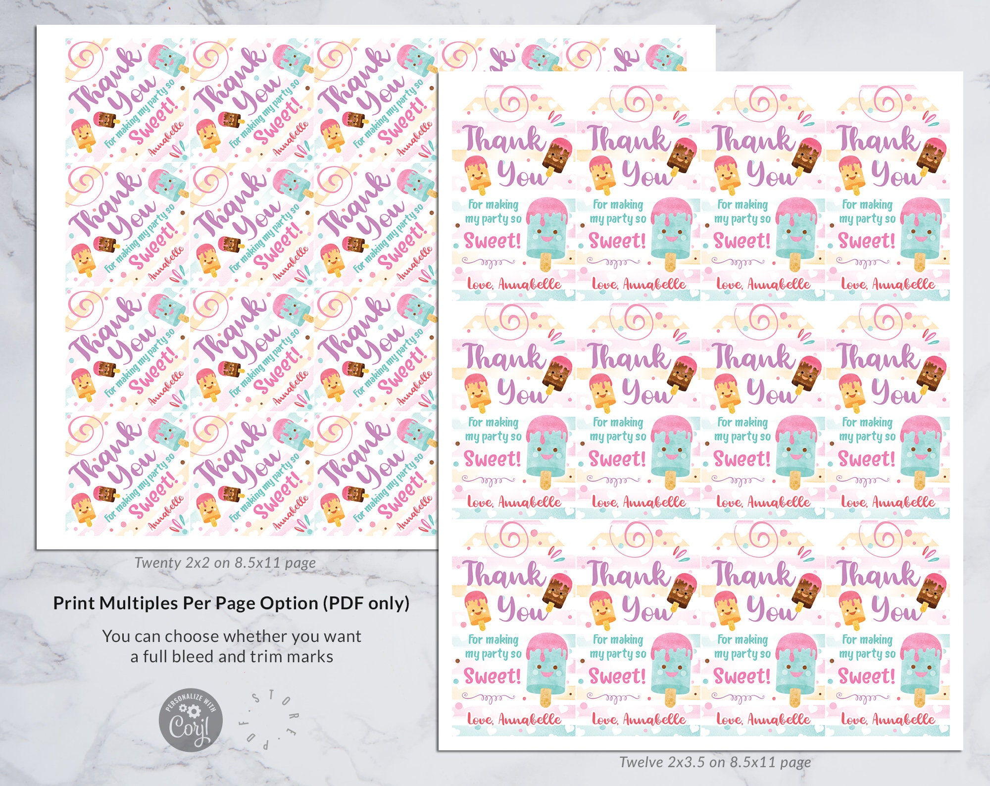 Editable Ice Cream Favor Tags Sweet Celebration Thank You Tags Sweet ...