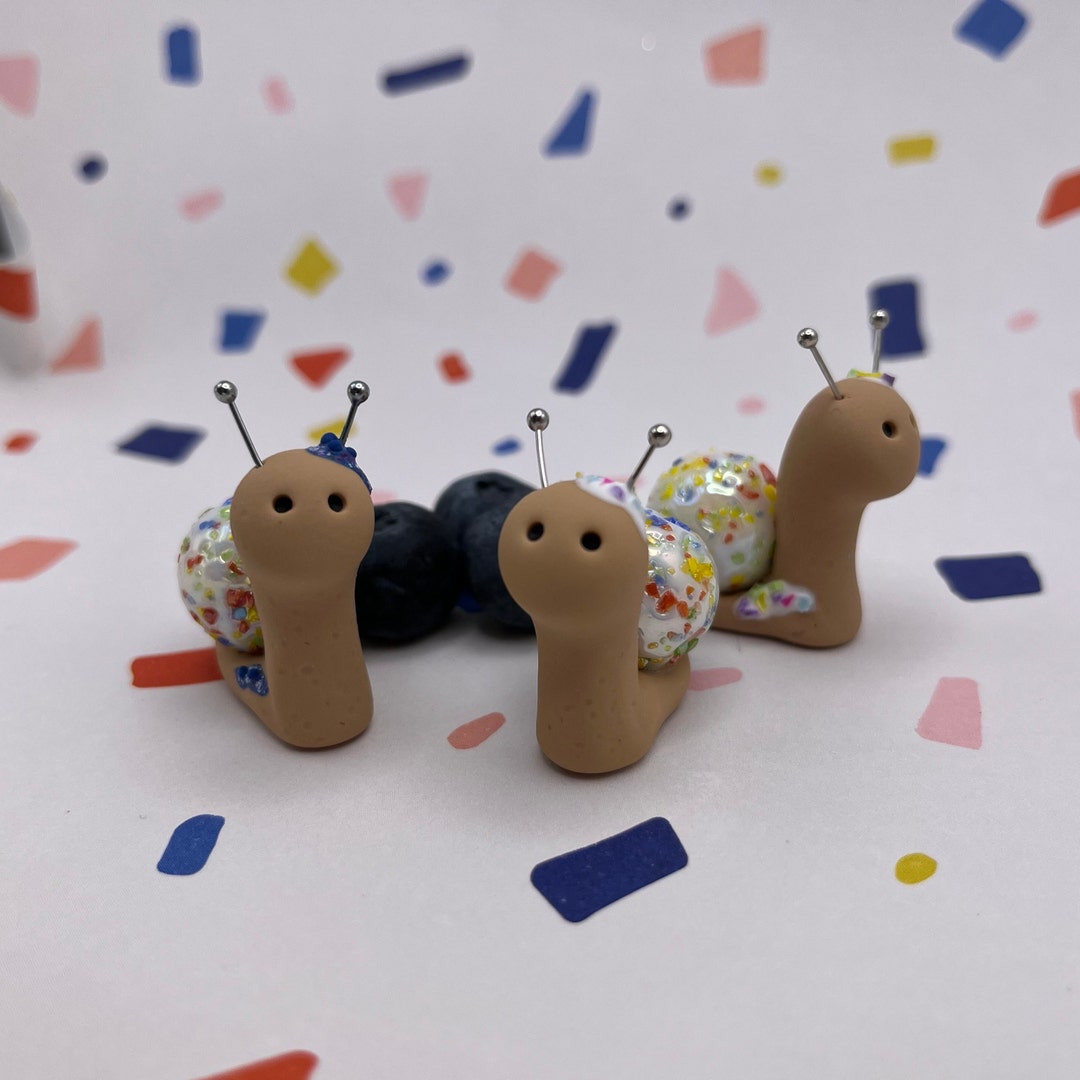 Blueberry Pop Tart Polymer Clay Marble Snail , Handmade Toaster Pastry ...