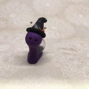 Polymer Clay Marble Snail Witch / Halloween Fairy Garden Miniature ...