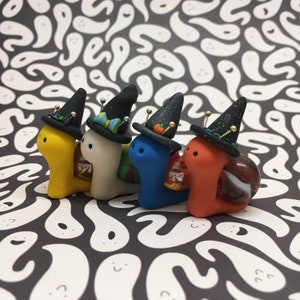 Polymer Clay Marble Snail Witch for Fairy Garden or Display , Halloween ...