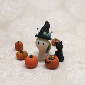 Polymer Clay Marble Snail Witch / Halloween Fairy Garden Miniature ...