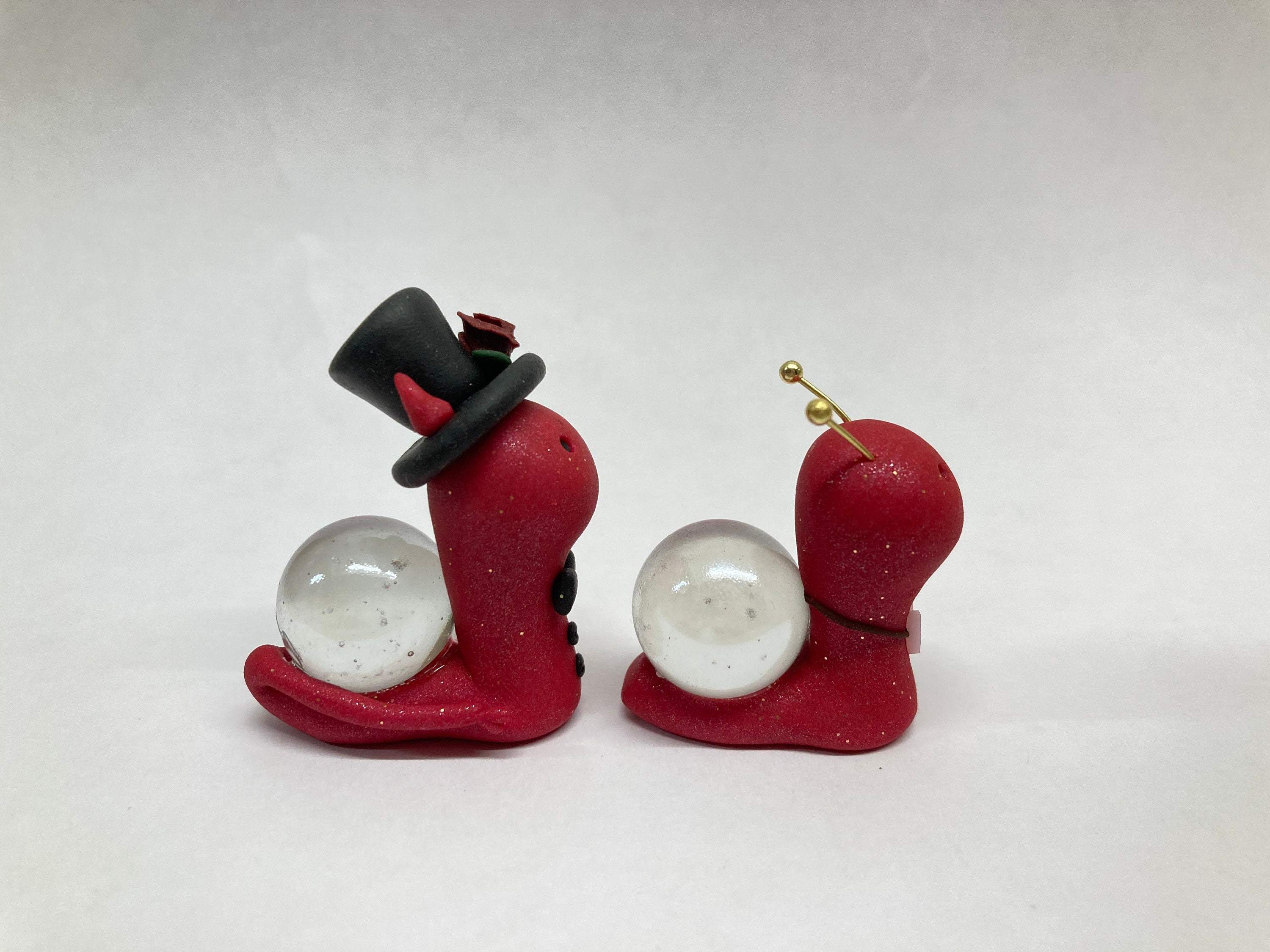Polymer Clay Marble Snail Handsome Devil and His Date , Handmade OOAK ...