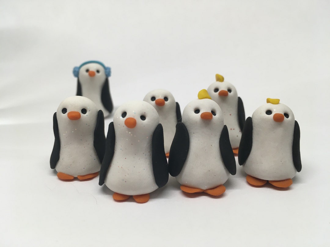 Polymer Clay Penguin Winter Fairy Garden Miniature , OOAK Handmade ...