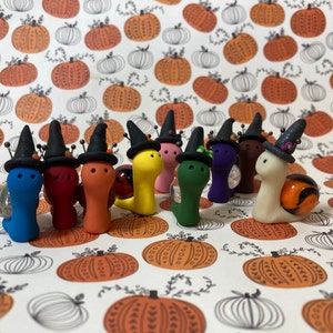 Polymer Clay Marble Snail Witch / Halloween Fairy Garden Miniature ...