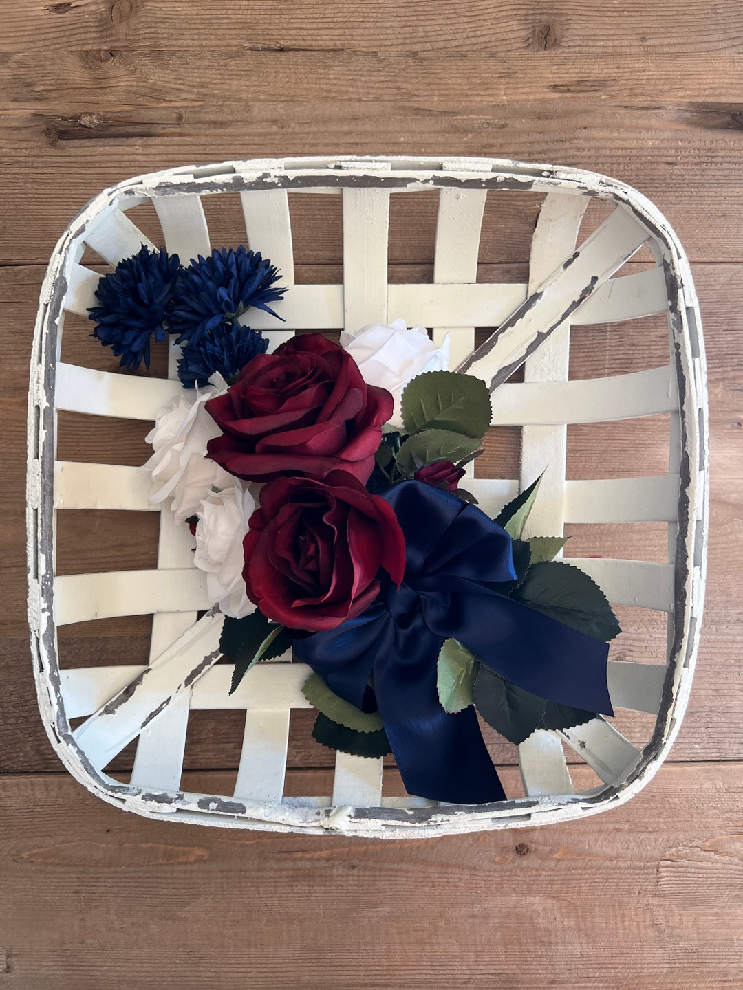 Patriotic Floral Wall Basket Veterans Day 4th of July Memorial Day ...