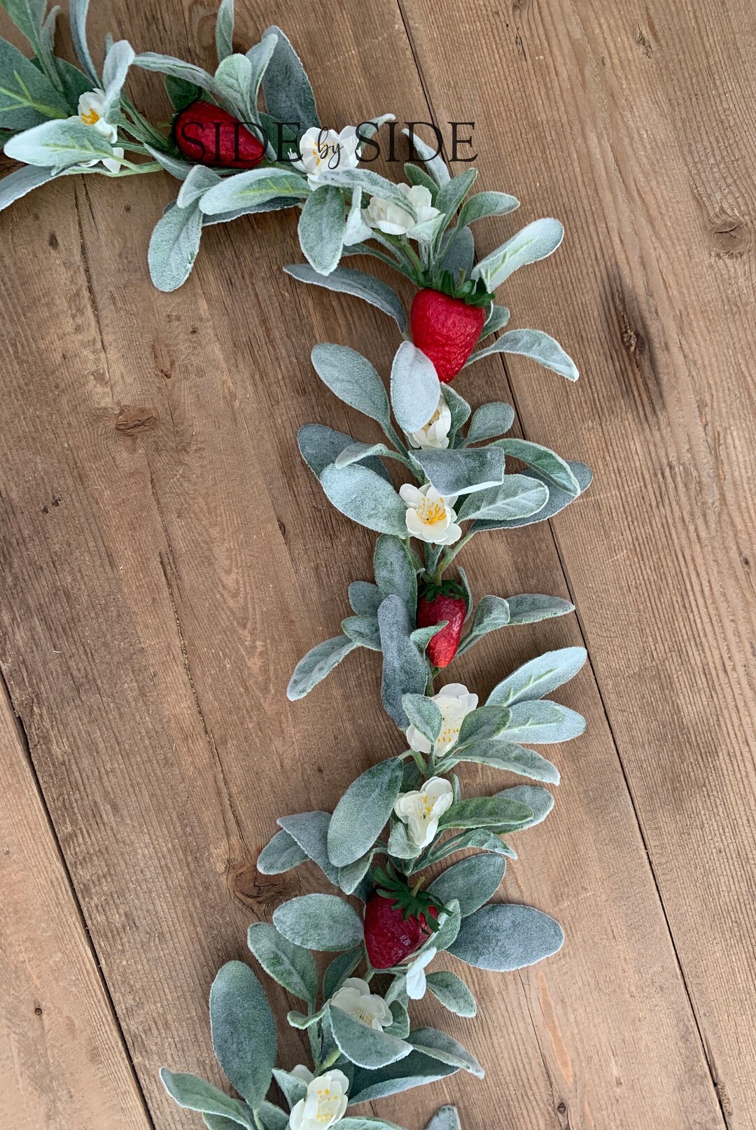 Strawberry Fields Garland Red PLAIN Berries White Florals - Etsy