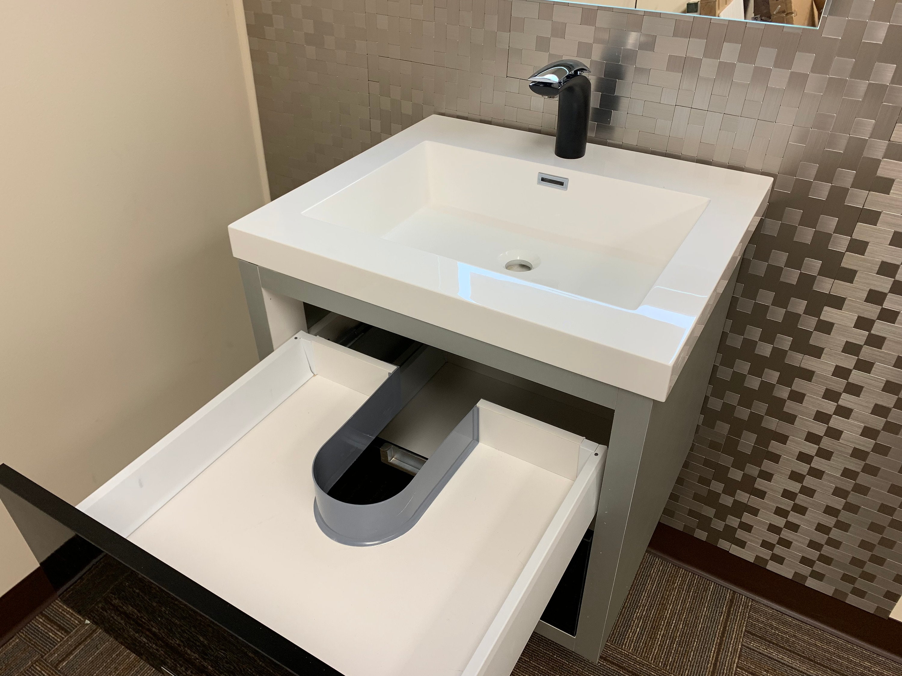 Modern 24 Single Bathroom Vanity Silver Grey/blackled | Etsy