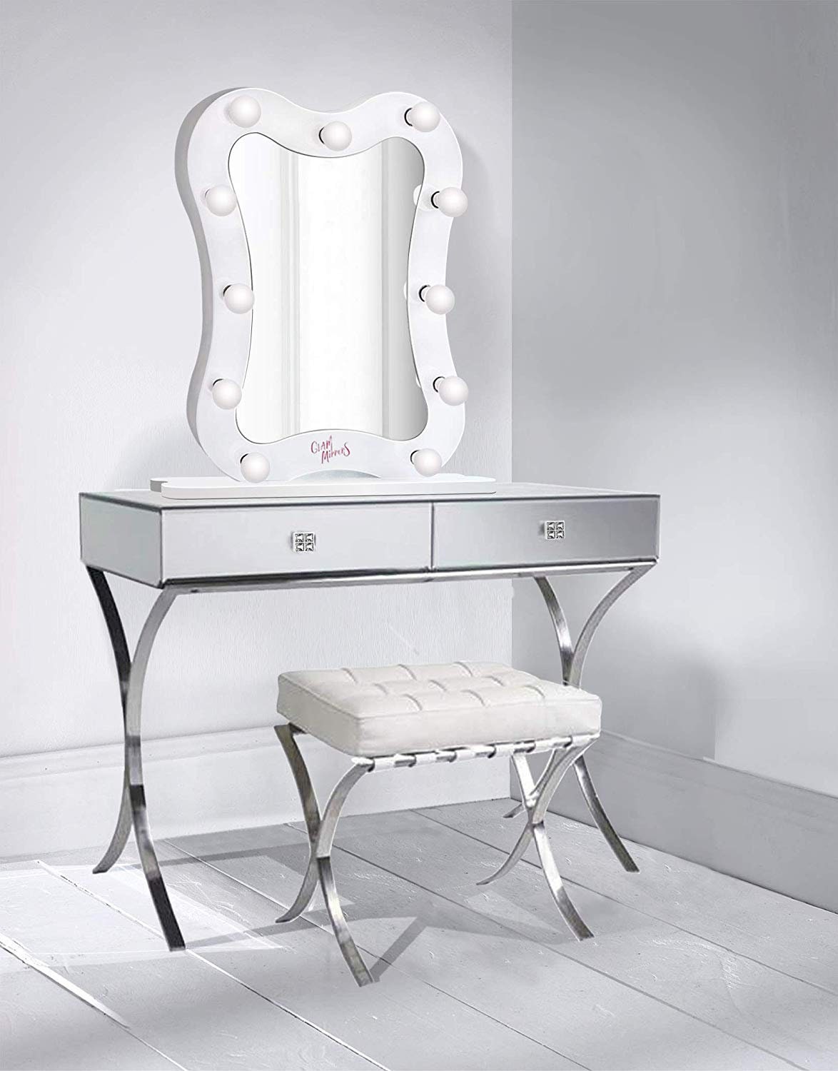 Curved Hollywood Vanity Mirror | LED Makeup Mirror | Table Top- Plugs ...