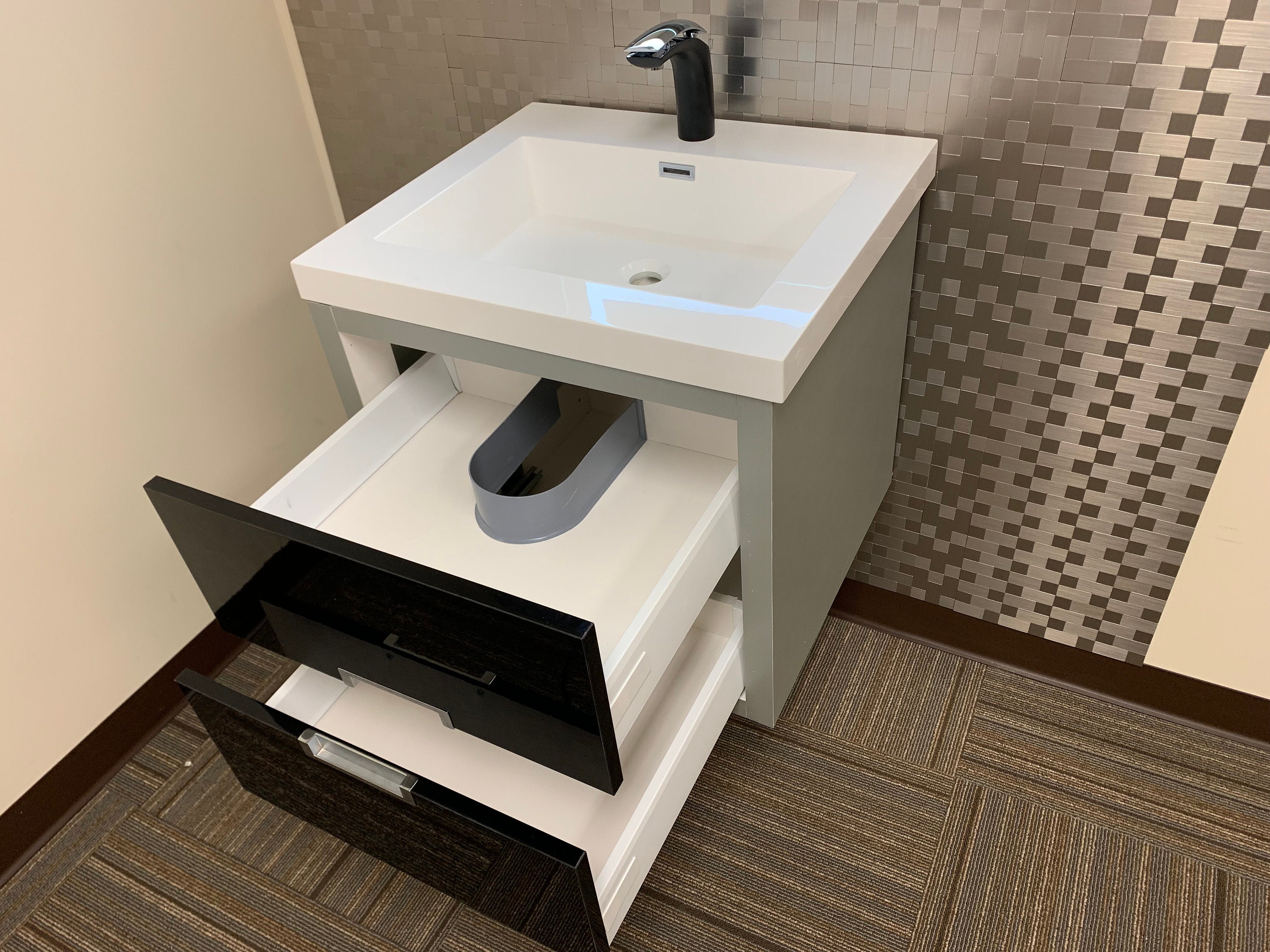 Modern 24 Single Bathroom Vanity Silver Grey/blackled | Etsy