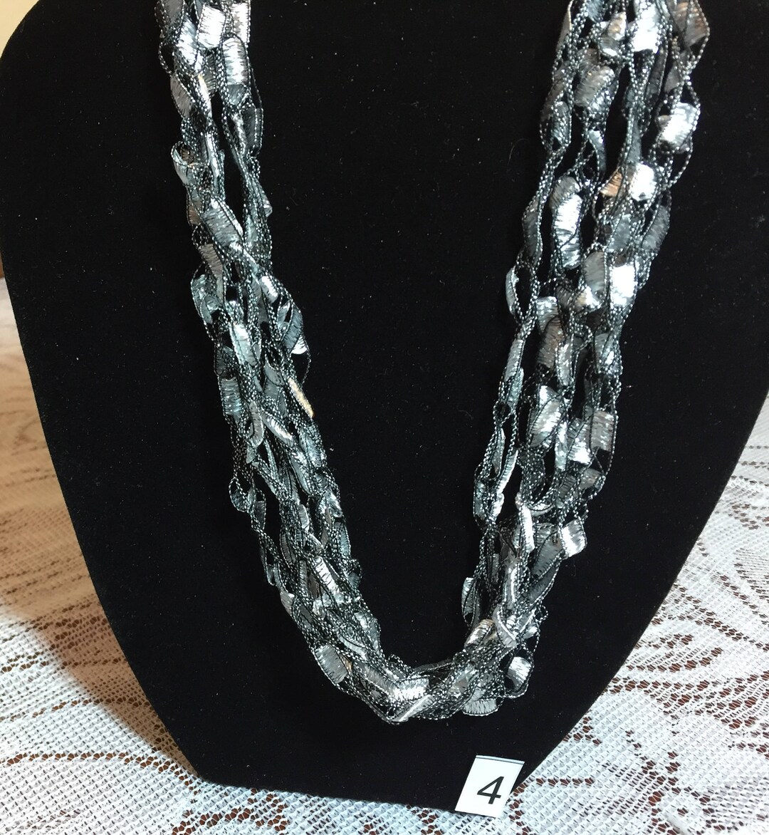 4. Silver With Black Thread, Adjustable Crochet Trellis or Ladder ...