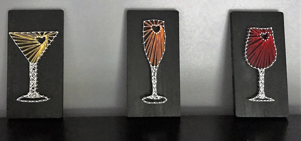 Martini Glass String Art Champagne Glass String Art Wine - Etsy
