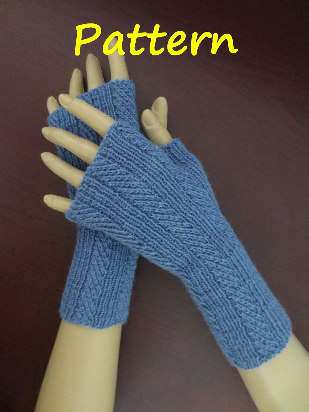 Knitting Pattern, Diagonal Rib Fingerless Gloves, English Language - Etsy