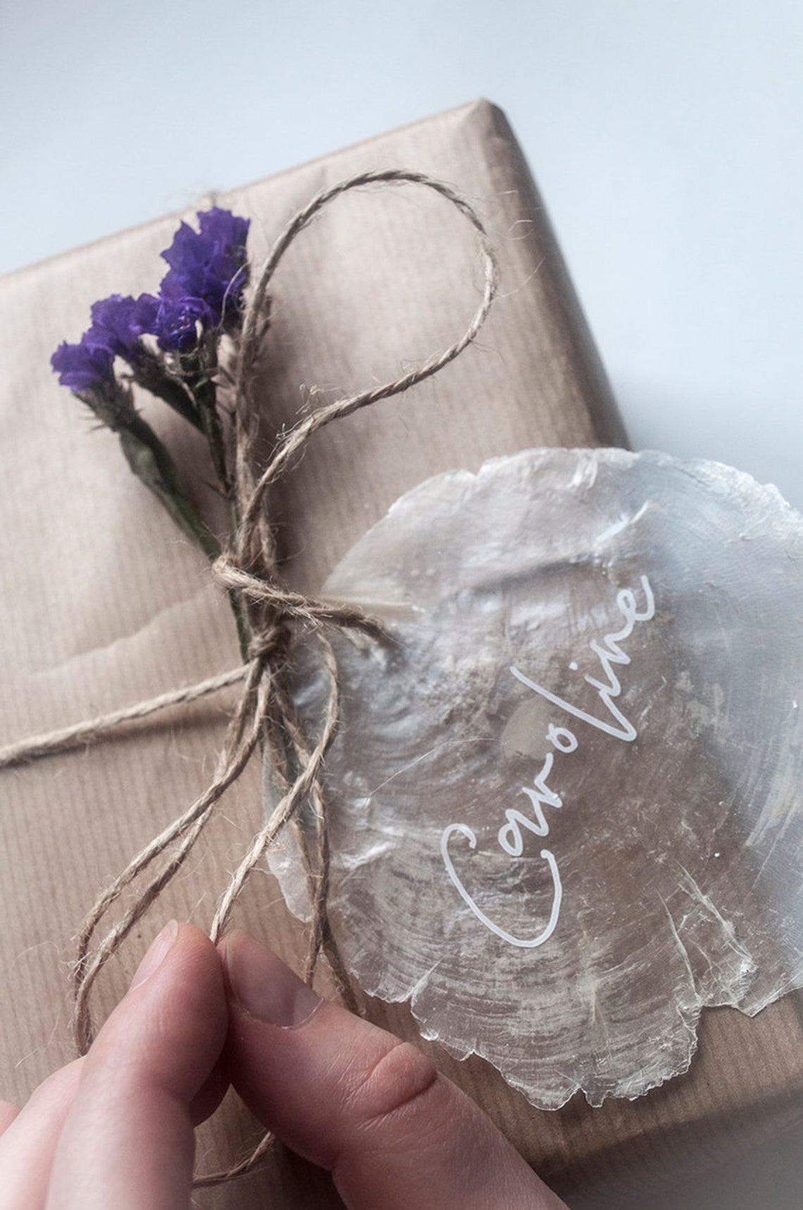 Personalised Shell Christmas Gift Tags Calligraphy Favor | Etsy UK