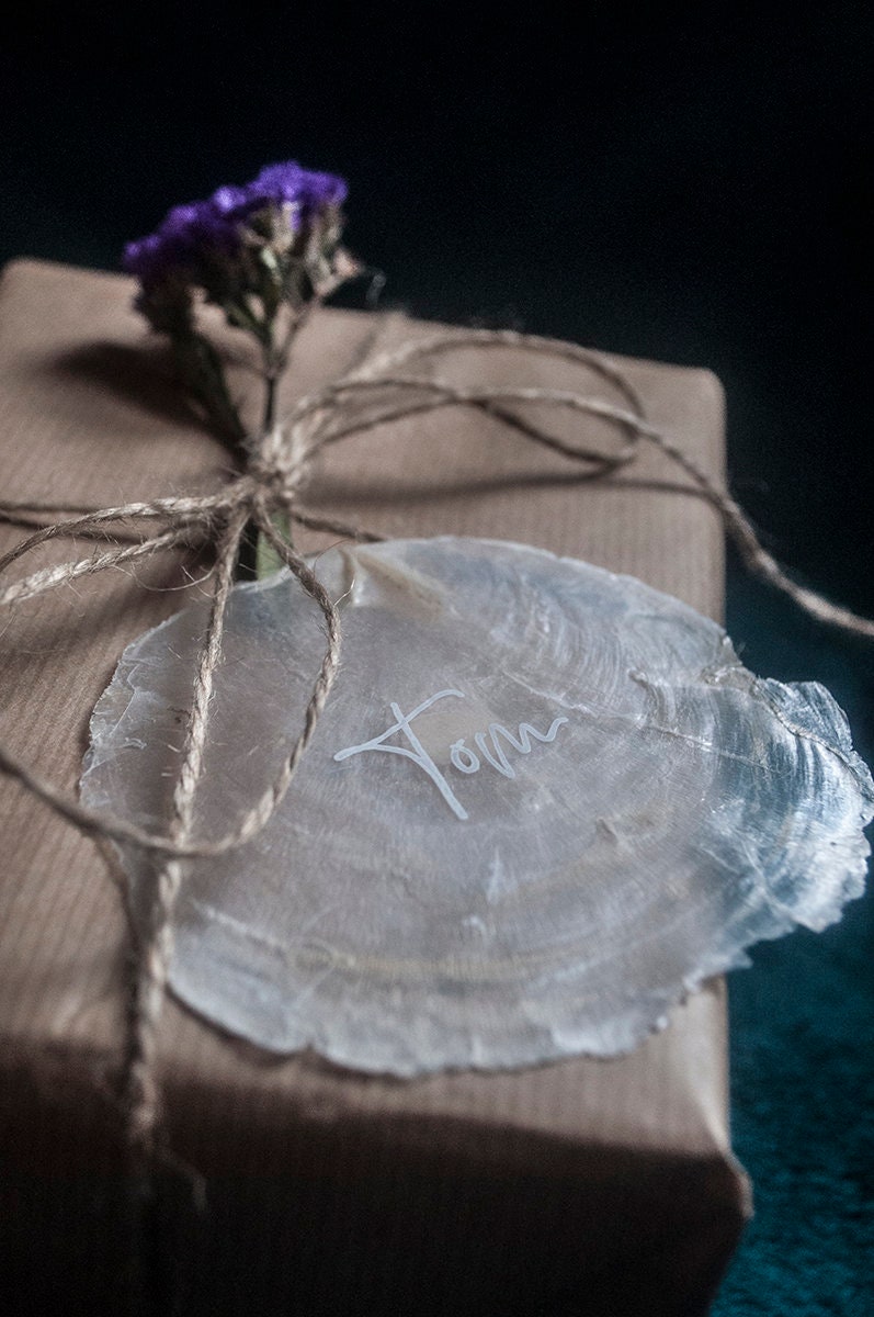Personalised Shell Christmas Gift Tags Calligraphy Favor - Etsy UK