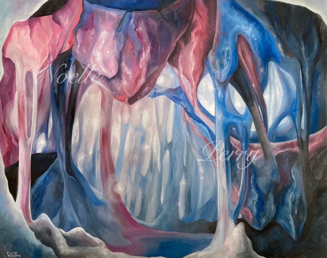 Pintura al óleo de cueva azul y rosa helada IMPRESIÓN de Noelle Perry ...