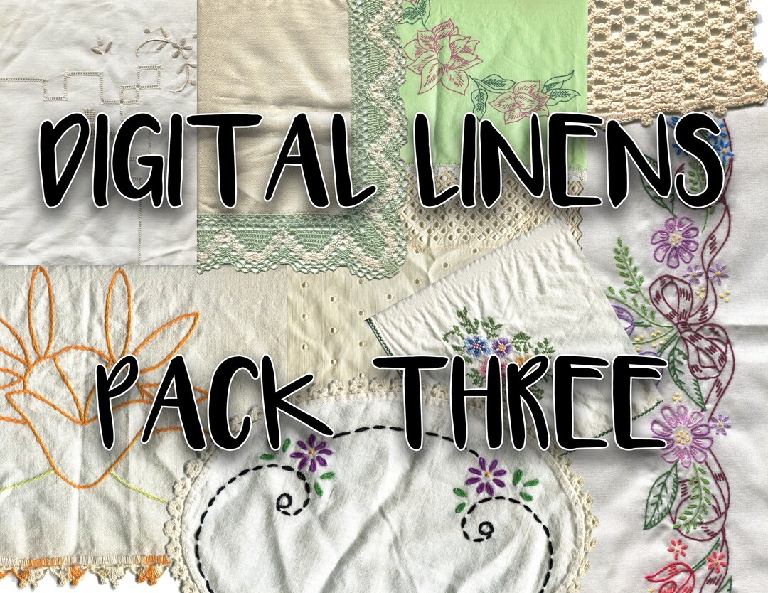 Vintage Digital Linens Pack Three - Printable Fabric Floral Paper ...