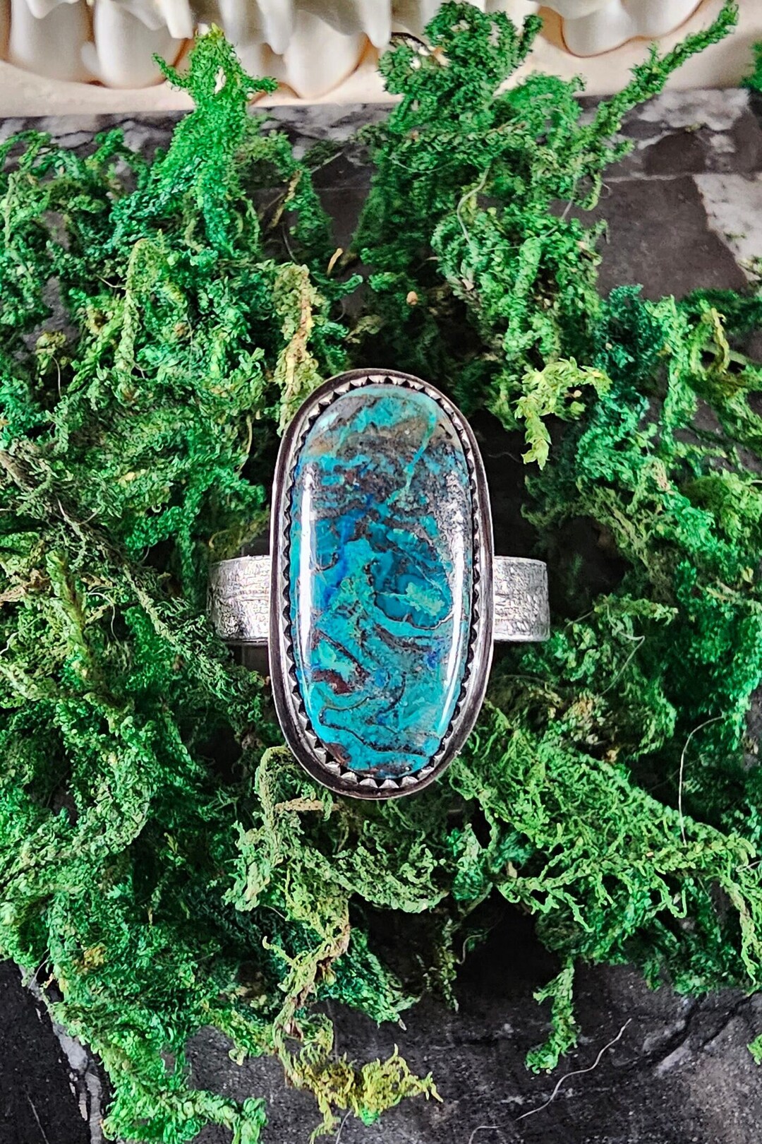 Chrysocolla Sterling Silver Unalome Enlightenment Ring Sz 6.75 - Etsy