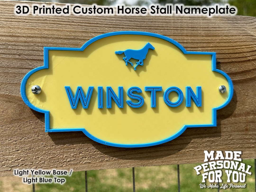 3D Printed Horse Stall Name Plate. Personalized. Over 30 Colors . Deco ...
