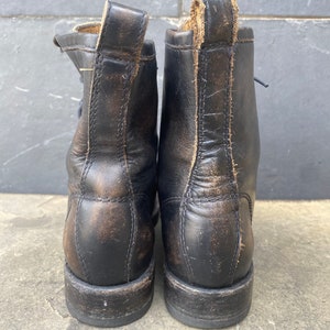 FRYE Vintage Veronica Distressed Leather Combat Boots Laced Black Women ...