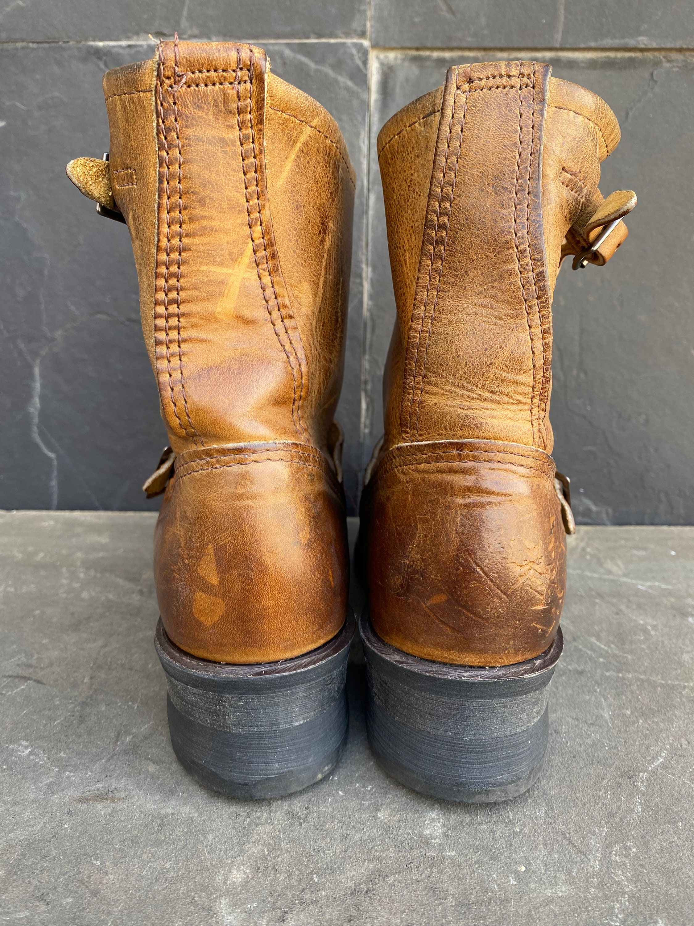Women FRYE Veronica Short Brown Leather Engineer Moto Boots - Etsy