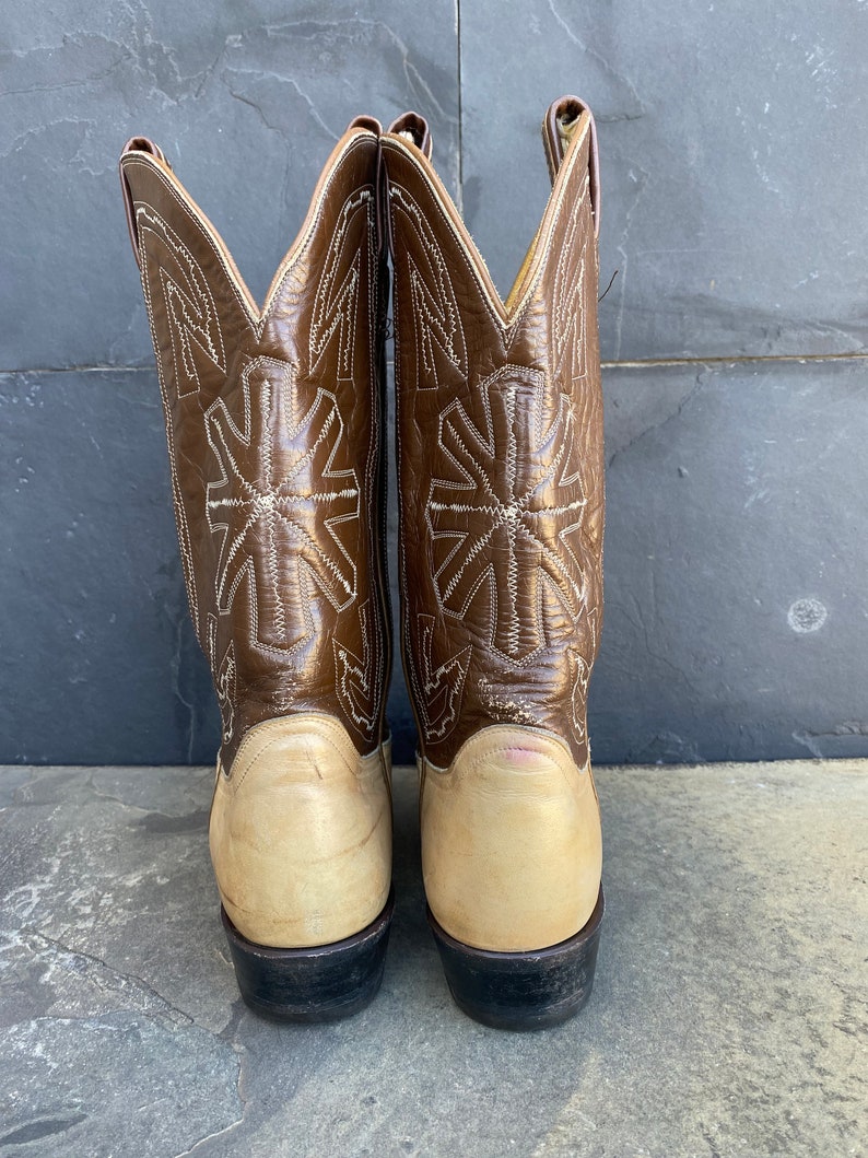 Tony Lama Cowboy Boots Mens Wingtip Gold Label 2 Tone Urban - Etsy